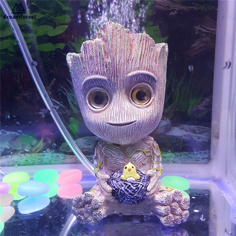 DF Cute Tree Man Figurine Garden Aquarium Decoration Driftwood Statue ...