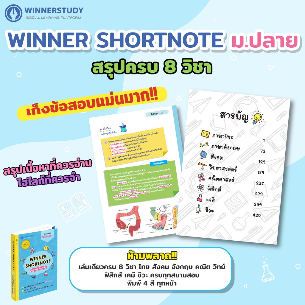 10Wd CYหนังสือสรุป WINNER SHORTNOTE ม.ปลาย ครบ 8 วิชา ม.4-6 | Shopee Thailand
