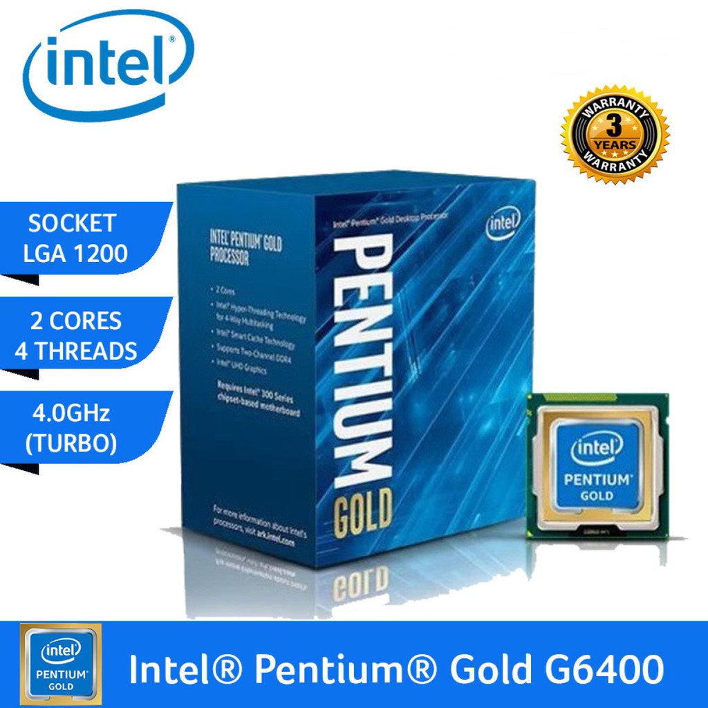 CPU (ซีพียู) 1200 INTEL PENTIUM GOLD G6400 G6405 4.0GHz Warranty 3 - Y ...