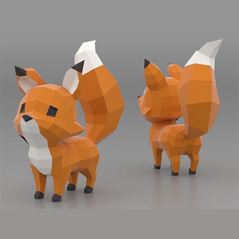 DIY Papercraft Little Fox Low Poly PaperModel 3DPuzzle Handwork Toys ...
