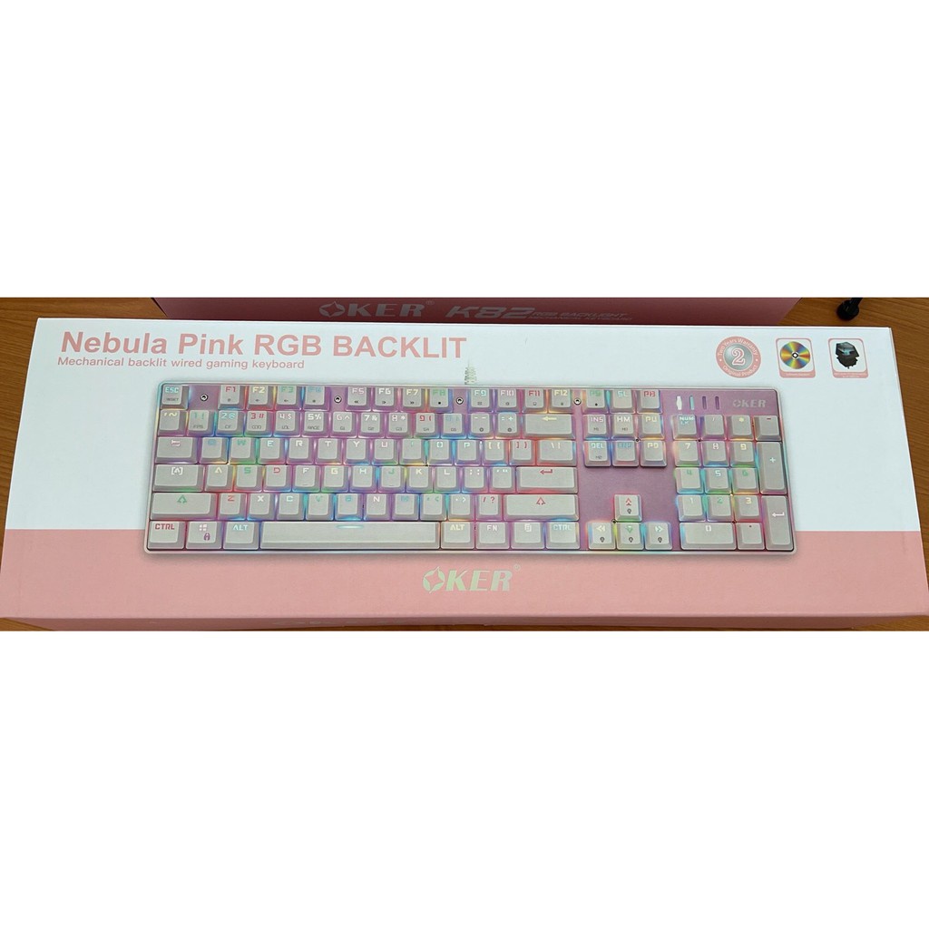 OKER K84 Nebula Pink RGB Mechanical Backli Wired Gaming Keyboard Bule ...