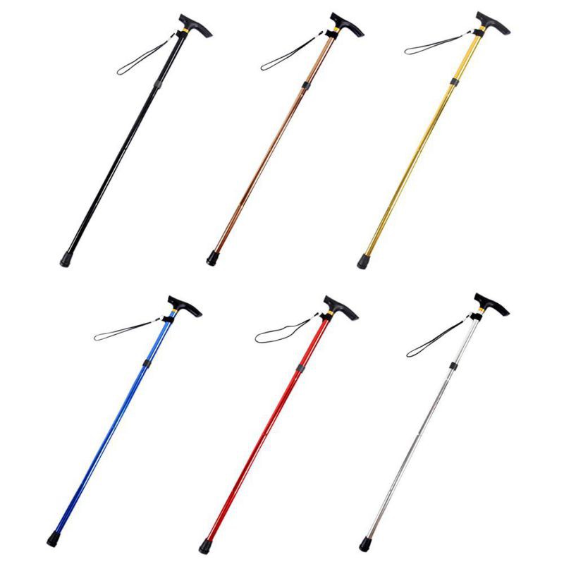New Aluminum Metal Four Sections Walking Stick Easy Adjustable Foldable ...