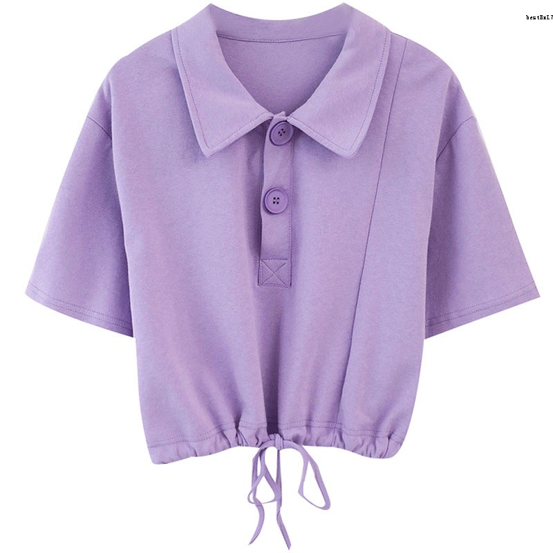 เสื้อโปโล Lucong การออกแบบเซ็กซี่ผ้าฝ้ายสั้นเสื้อยืดหญิง 2021 ฤดูร้อน ...