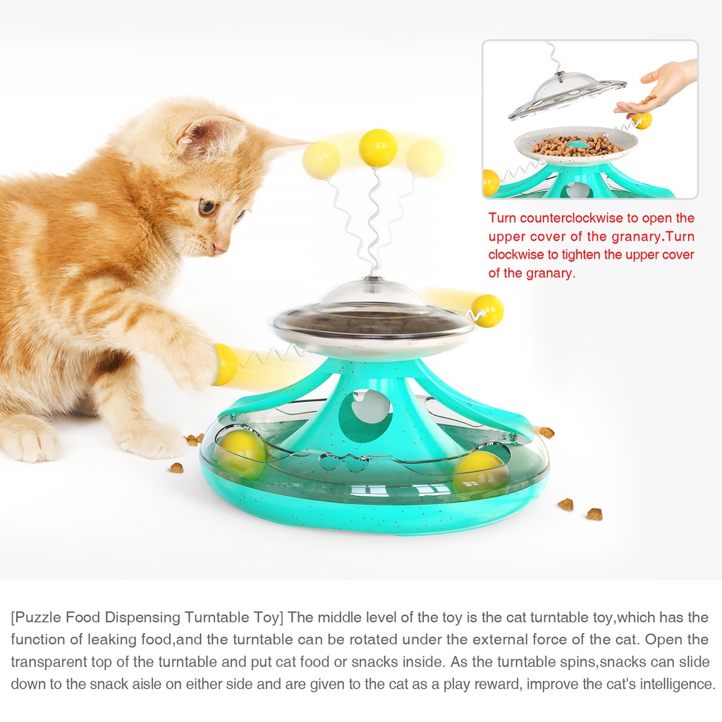 360Rotation Orbital Turntable Cat Toy Funny Cat Stick Cat Interactive ...