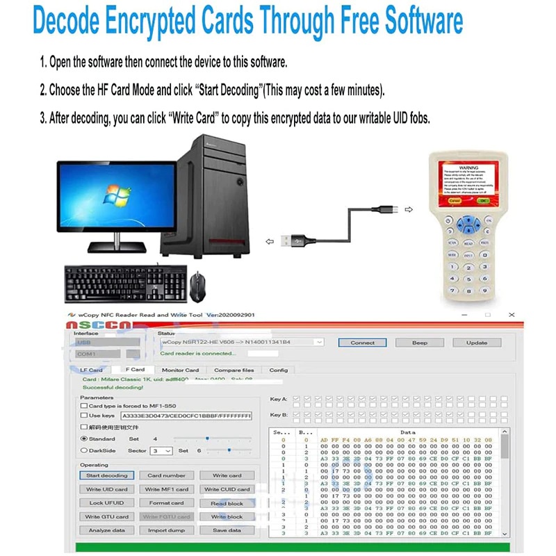 เครื่อง copy card IcId Access Control Card Duplicator RfidNfc Reader Writer version ภาษาอังกฤษ ...