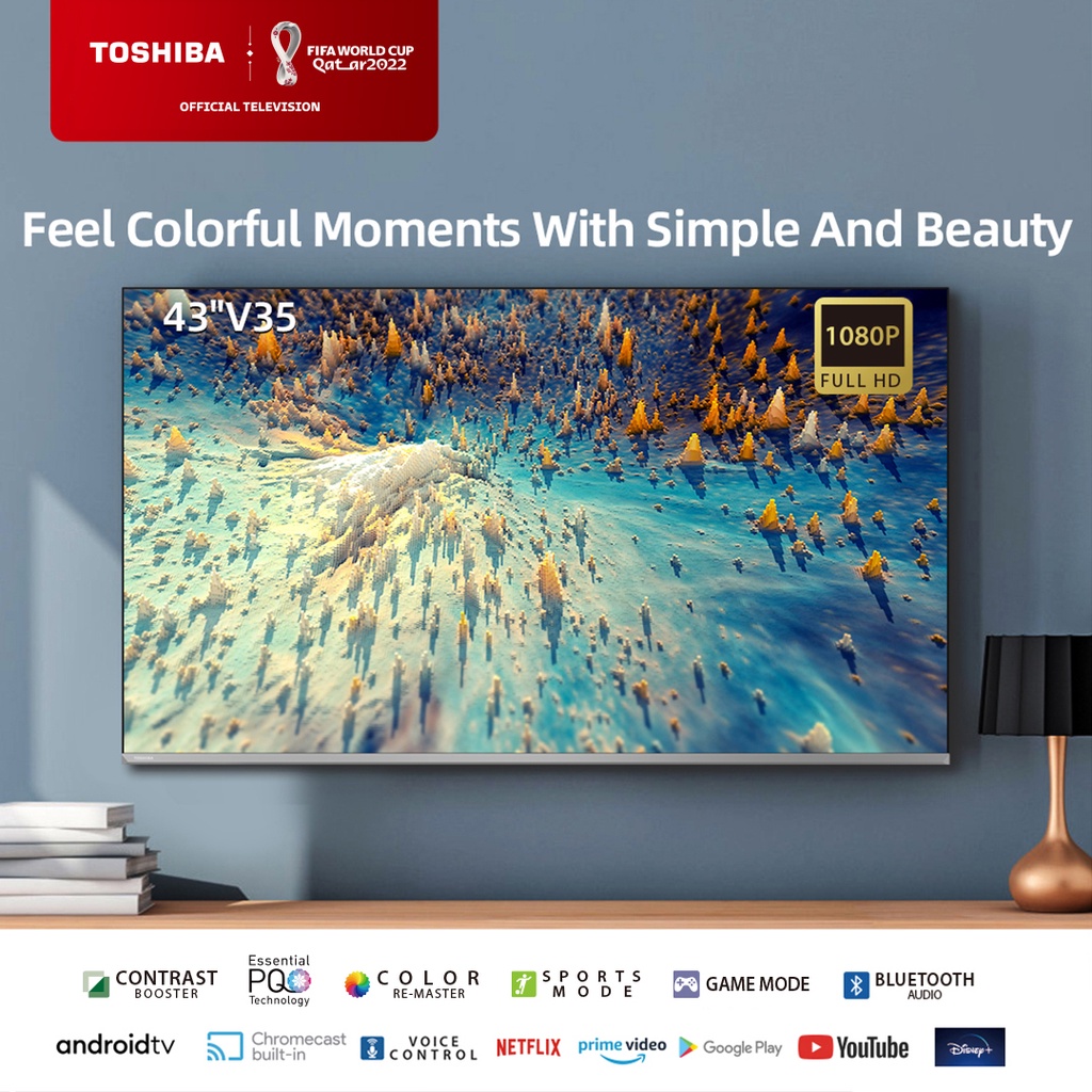 Toshiba TV 43V35KP ทีวี 43 นิ้ว Full HD Wifi Bluetooth Android TV Google assistant Voice Control ...