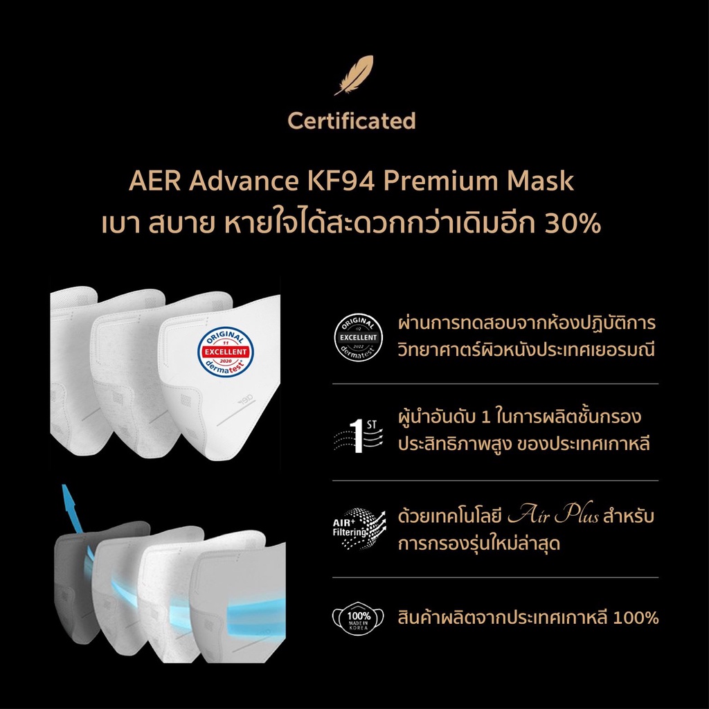 AER ADVANCE KF94 PREMIUM MASK หน้ากากอนามัยพรีเมี่ยม จากแบรนด์ AER รุ่น ...