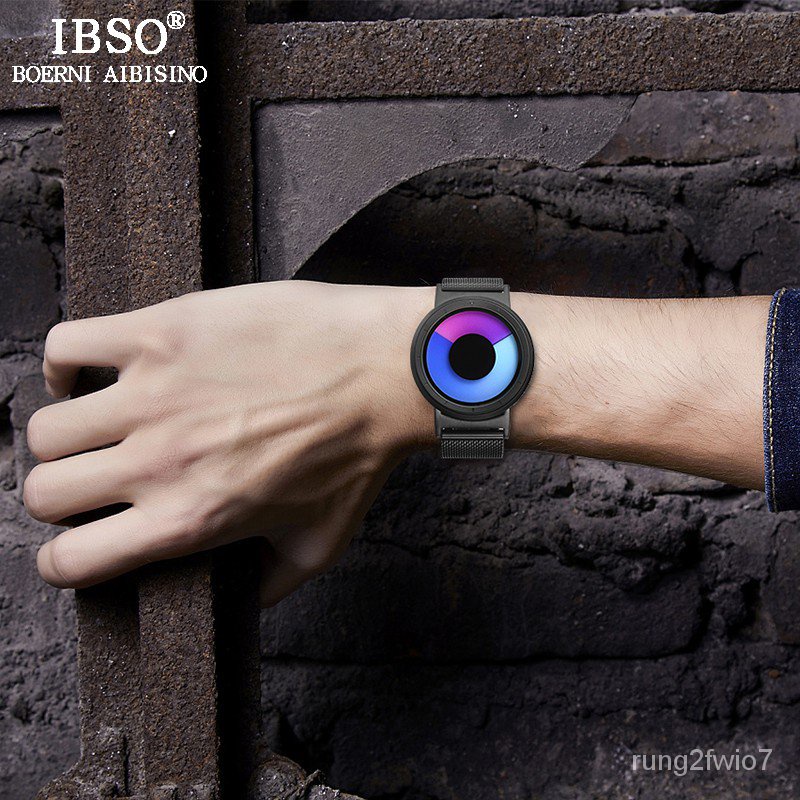 IBSO Mens Creative Watches Top Brand Luxury Steel Mesh Strap Hide Watch ...