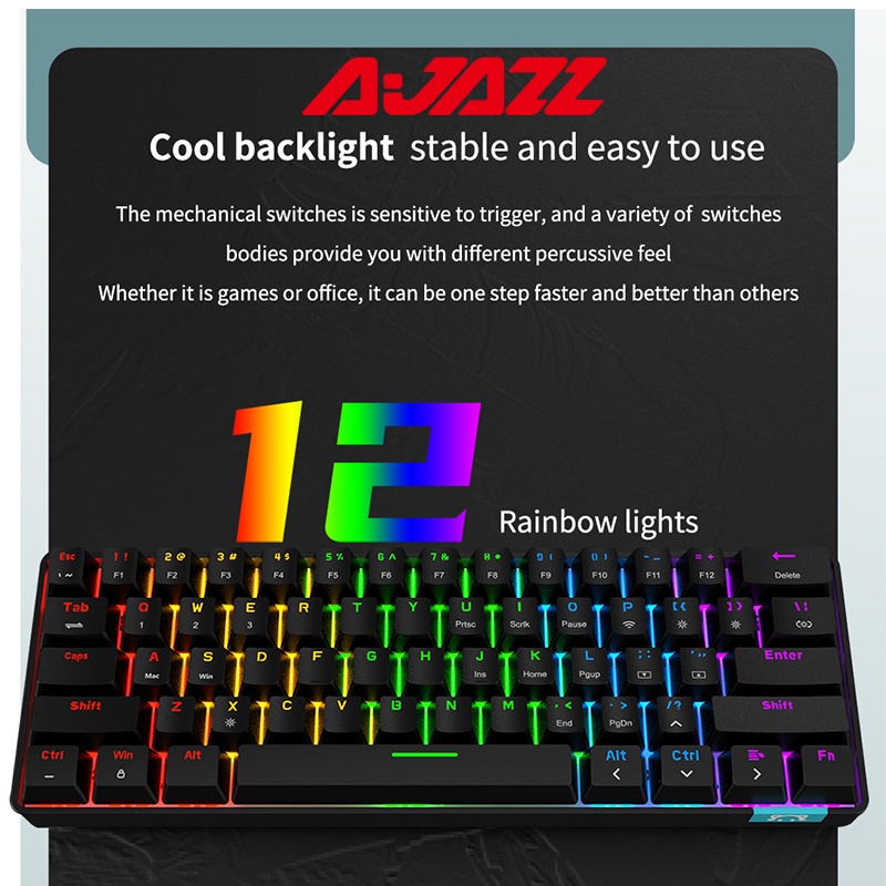 RG.BEAST Ajazz STK61 คีย์บอร์ด Mechanical Keyboard คีย์บอร์ดบลูทูธไร้ ...