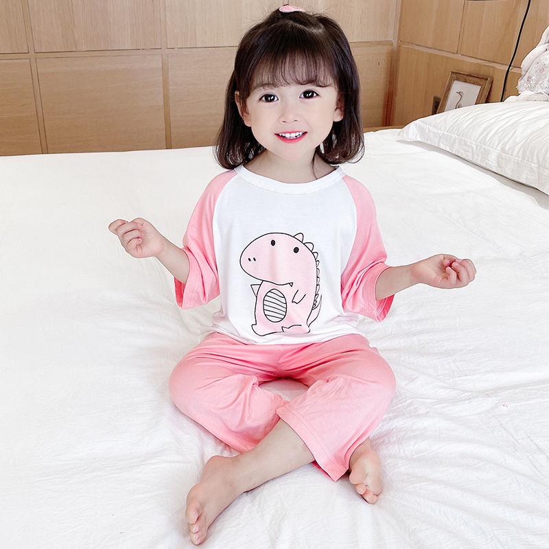 Modal children's home clothing thin children's cotton loose seven ...