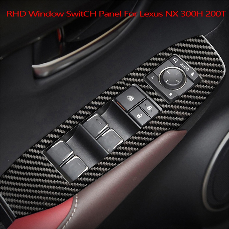 Carbon Fiber Car Window Switch Panel Adjust Cover Trim Stickers Strip ...