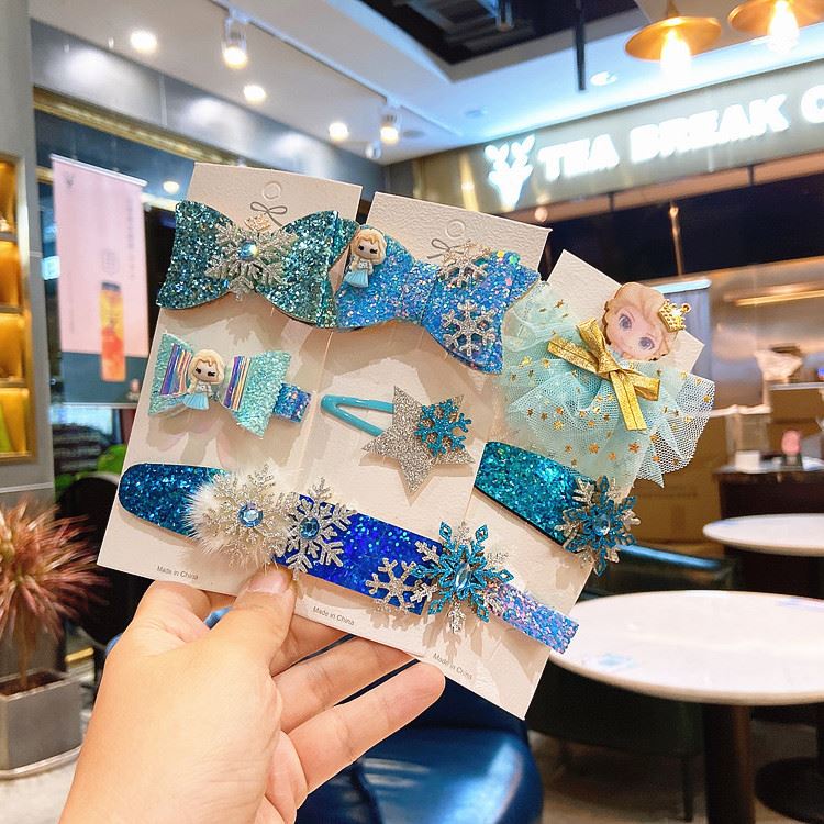 3PcsSet Girls Sweet Frozen Princess Aisha Bow Rainbow Hair Clips Kids ...