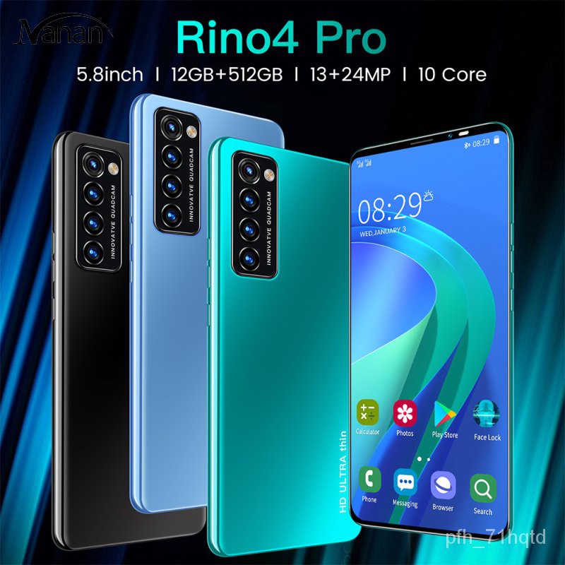 【ขายดี】สมาร์ทโฟน HD + หน้าจอ Rino4 Pro 5.8นิ้ว12GB RAM + 512GB ROM ...