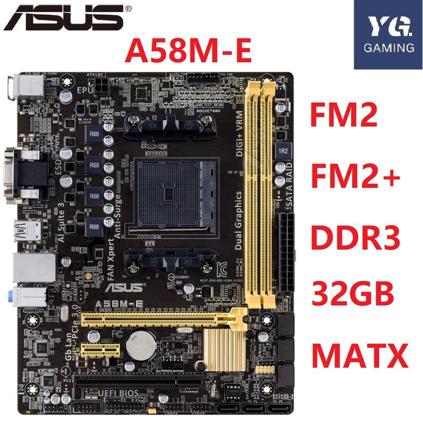 《Newest》ASUS A58M-E original motherboard Socket FM2+ fm2 DDR3 A58 a55 ...