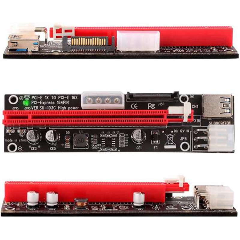 Pci-E Riser Led สายเคเบิ้ล 1X To 16X อะแดปเตอร์การ์ดขยายสายเคเบิ้ล ...