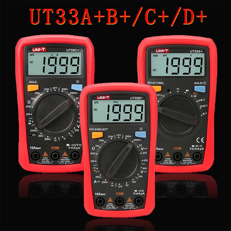 Uni-t UT33B + Handheld Lcd Digital Multimeter / AC Voltmeter Ammeter ...