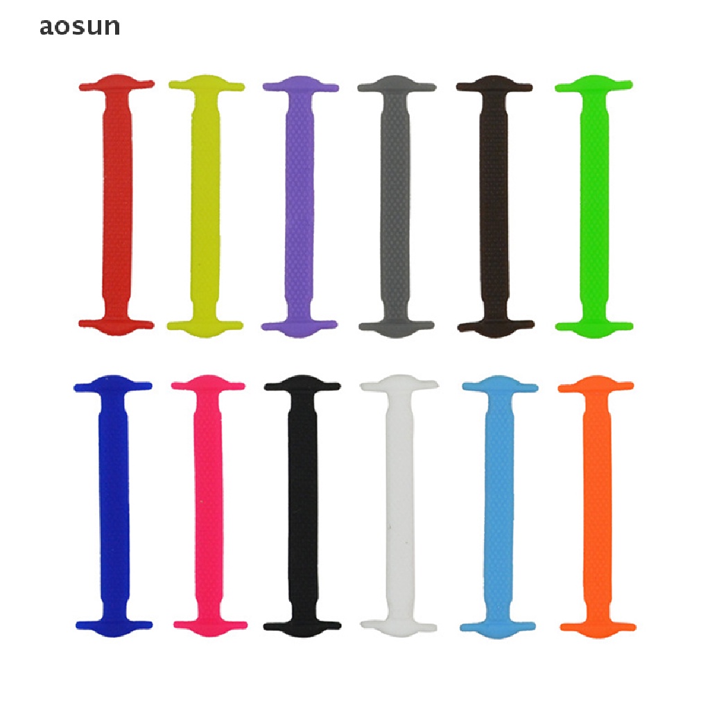 aosunเชือกผูกรองเท้า ซิลิโคน ยืดหยุ่น สร้างสรรค์ ขี้เกียจ ไม่ผูกเชือก ...