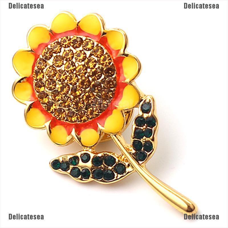 Delicatesea Fashion Crystal Sunflower Brooch Pin Collar Badge Corsage ...