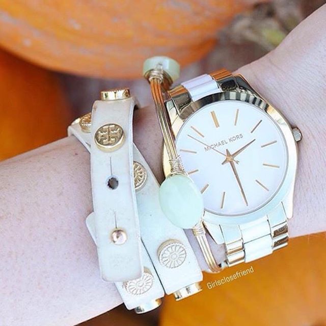 Michael Kors Slim Runway White Gold mk4295 - b1f1l670mt - ThaiPick