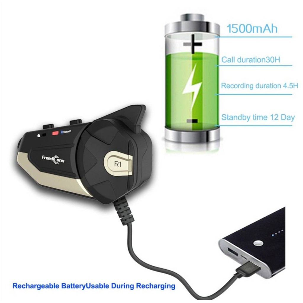 บลูทูธติดหมวกกันน็อค พร้อมกล้อง Freed Conn R1 Helmet Headset Intercom ...