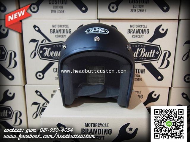 หมวกกันน็อควินเทจ HeadButt ลาย Scramber สีดำด้าน - gtautobike - ThaiPick