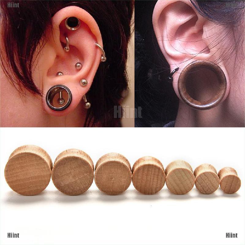 (BRS) Flower Wood Ear Plugs Flesh Tunnels Gauges Organic Double Flared ...