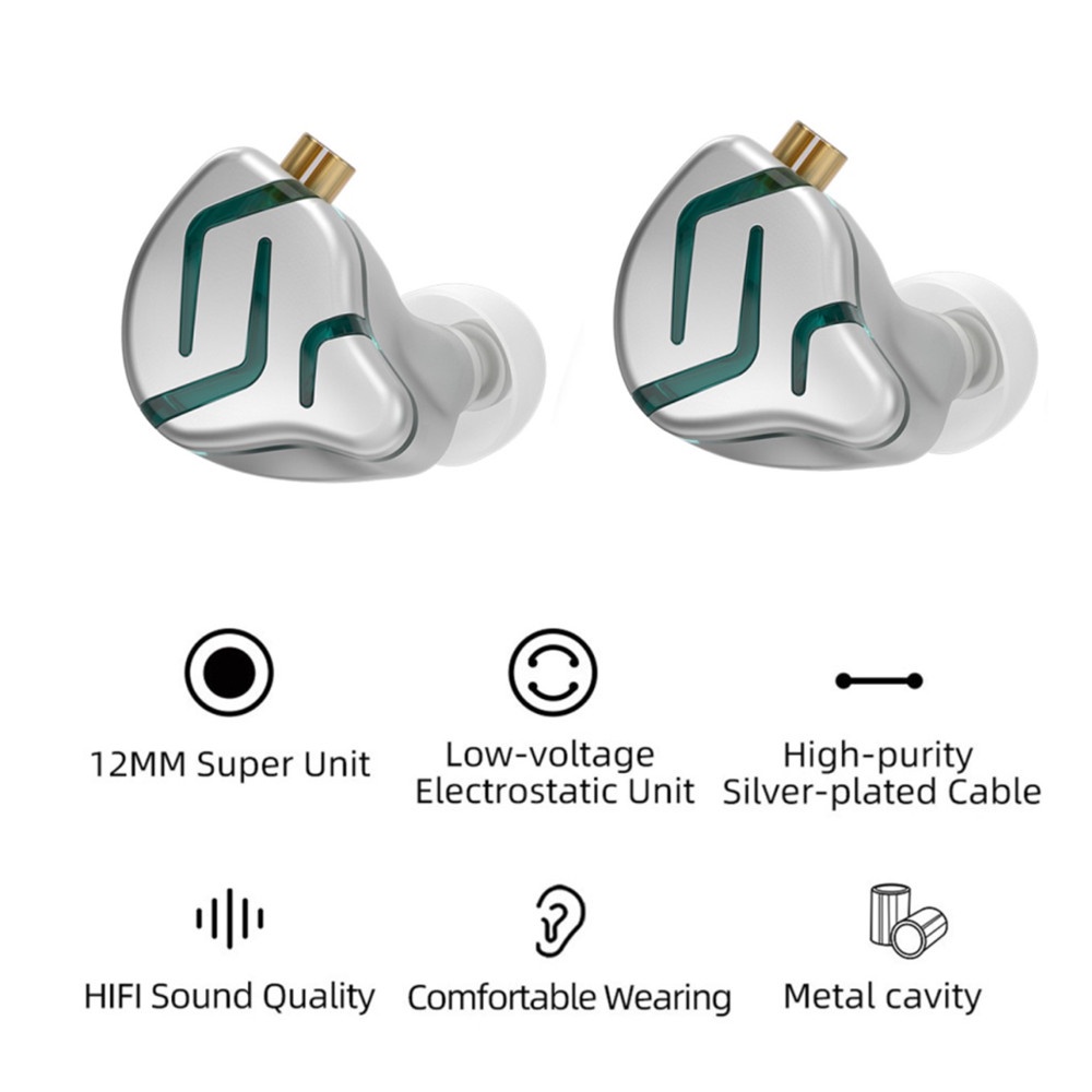 KZ ZES Electrostatic and Dynamic Wired HIFI Earphone Bass Earbuds In ...
