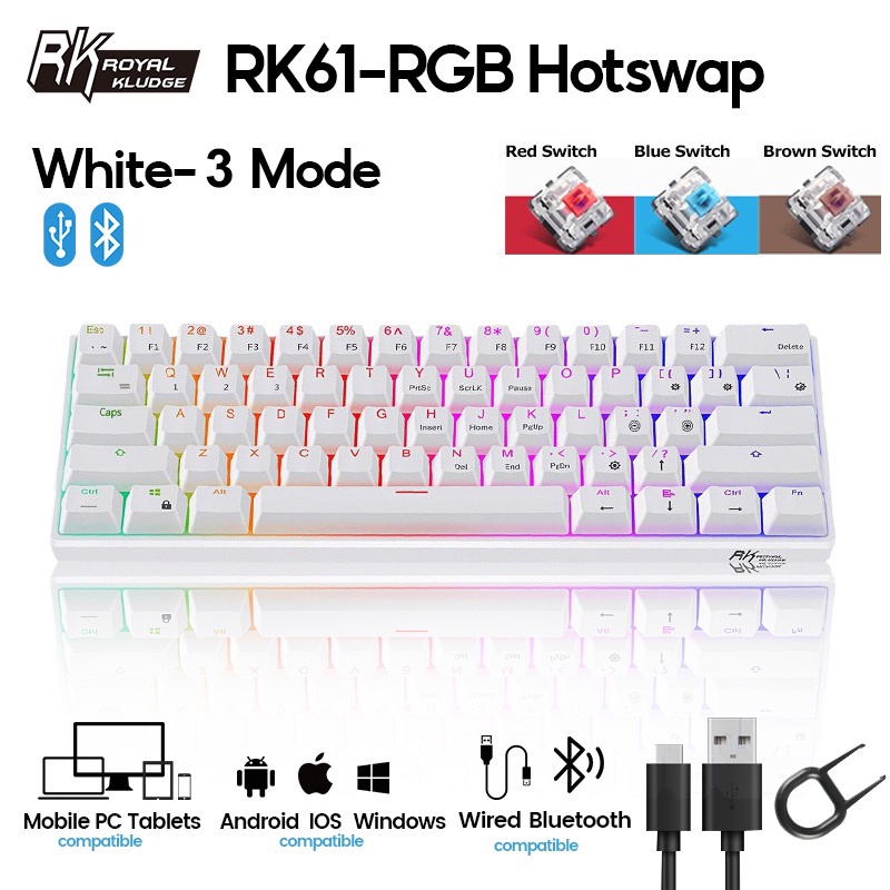 Royal Kludge RK61 คีย์บอร์ดไร้สาย Bluetooth Gaming Keyboard สำหรับเล่น ...