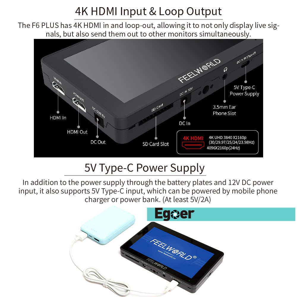 ๑feelworld F6 Plus 5 5 นิ้วจอภาพ Ips ถ่ายภาพ Hdmi 4k 3dlut สัมผัส