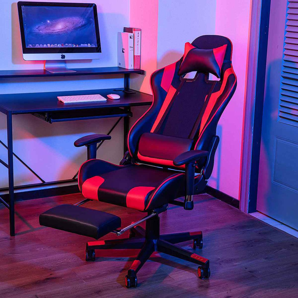 Gaming Office Chairs 180Degree Reclining Computer Chair Desk PU Leather ...