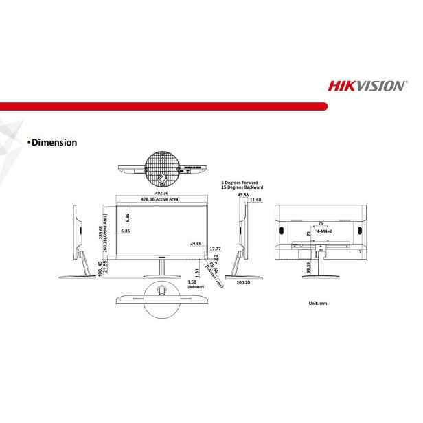 Hikvision MONITOR Full HD Borderless (จอคอมมอนิเตอร์) รุ่น DS-D5022FN-C ...