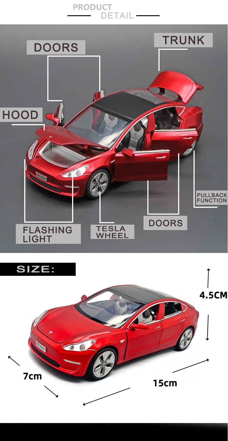 Diecat Tesla Model 3 Boys Toys Metal Kids Scale Car - ih4sg09e8q - ThaiPick