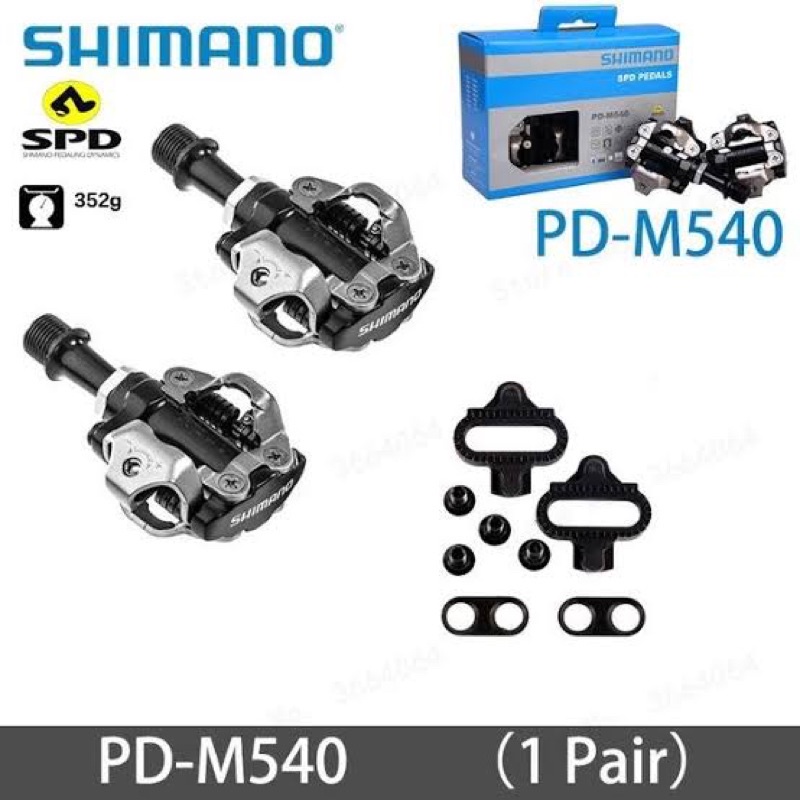 แท้ ราคานี้ไม่มีอีกแล้ว บันไดคลีท เสือภูเขา Shimano PD M540 พร้อมแผ่น ...