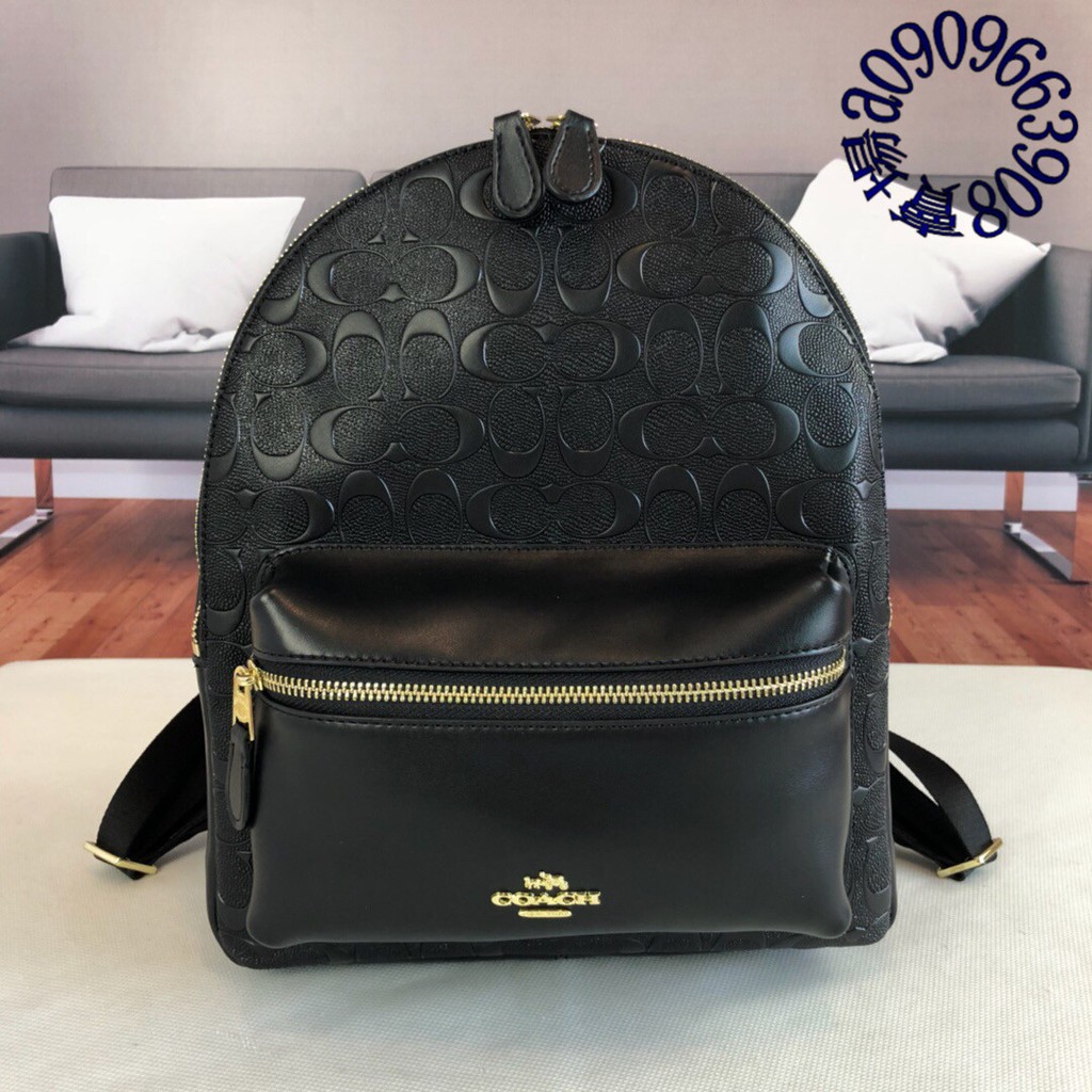 DGจุดยิงจริง COACH F32083 คลาสสิกขนาดกลางนูนนูน C แบบกลับกระเป๋าเป้ ...