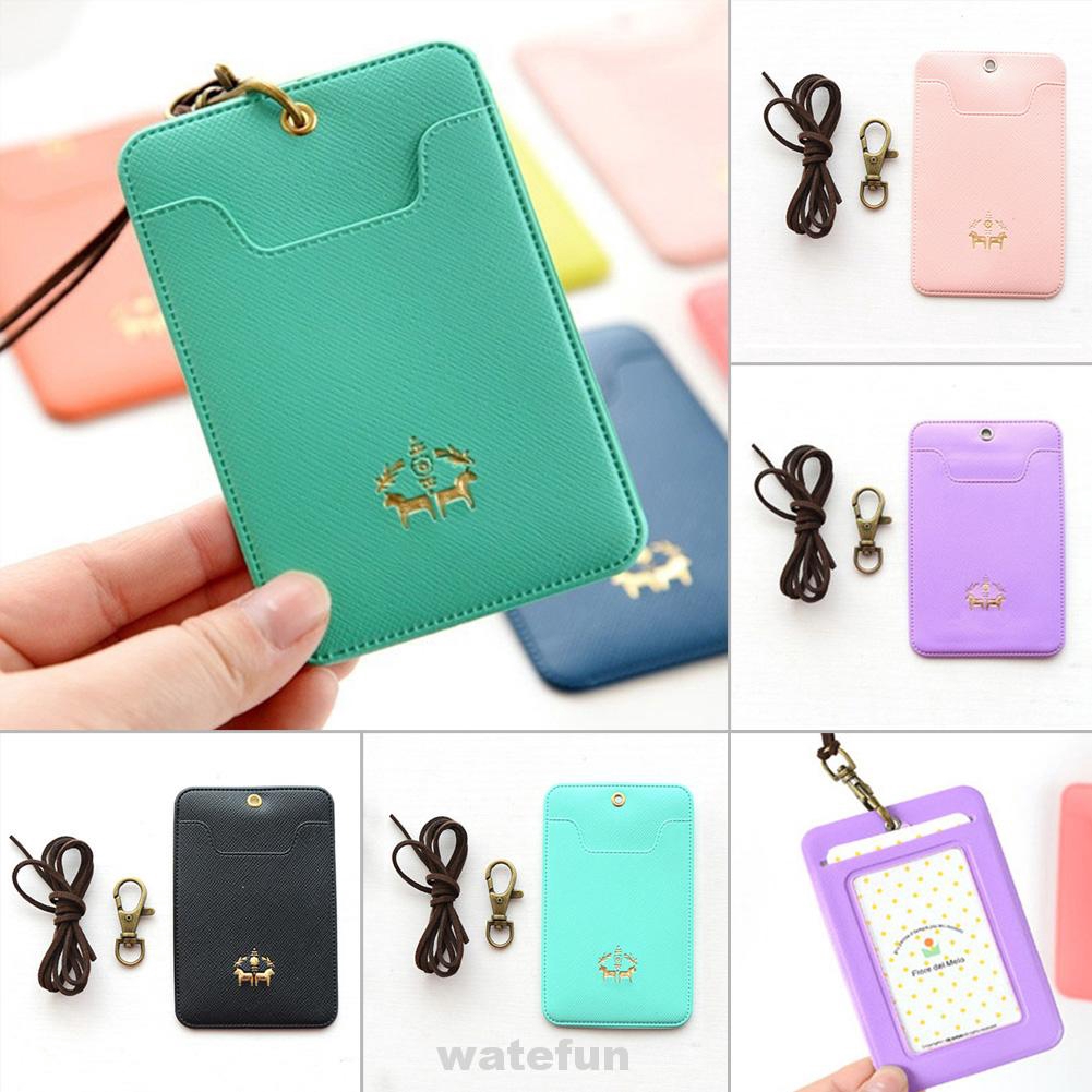 Back Cover PU Leather ID Card Bus Pass Case Holder Pouch - watefun.th ...
