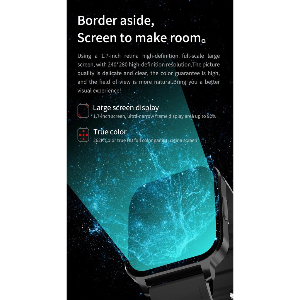 Aolon Q18 Pro นาฬิกาข้อมือ Smart Watch หน้าจอ 1 . 7 นิ้ว Ip68 กันน้ํา ...