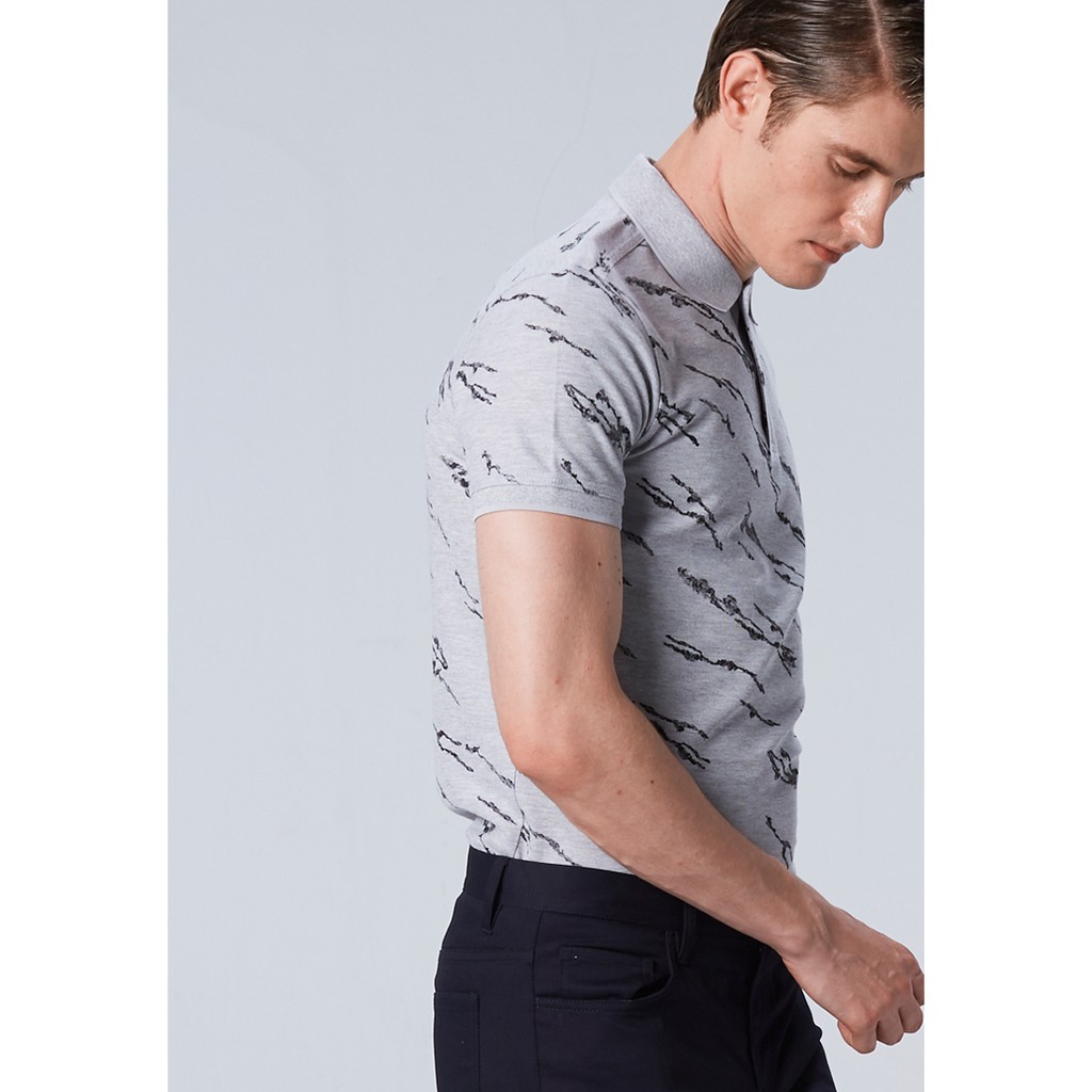 G2000 เสื้อโปโลผ้าปีเก้ลายมาร์เบิ้ล ทรงสมาร์ทฟิต รุ่น 91171015 สีเทา ...