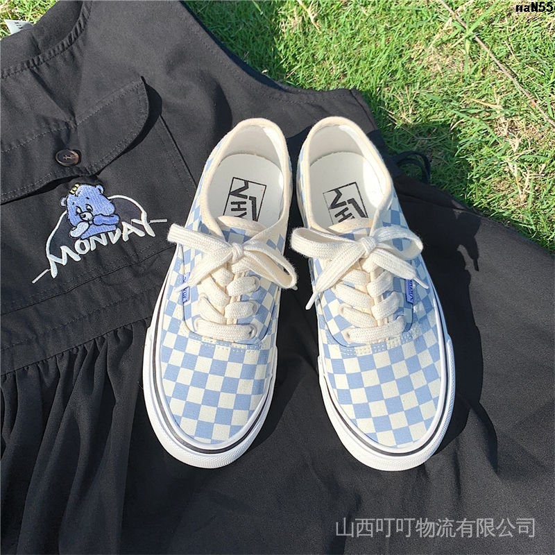 Anna ins Heim รองเท้าผ้าใบ ลายตารางหมากรุก สีฟ้า สไตล์ฮ่องกง แฟชั่นฤดู ...