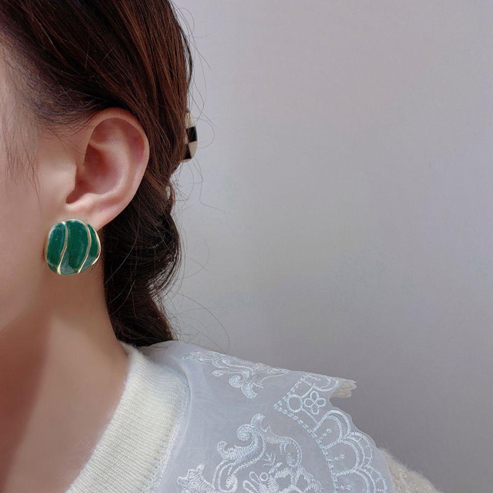 FALLFORBEAUTY Vintage Women Earrings Geometric Metal Ear Stud Korean ...