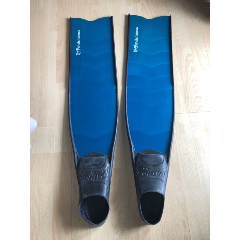 NEW MOLCHANOVS FIBREGLASS BIFINS (F1) WITH PATHOS FOOT POCKETS SIZE 36 ...