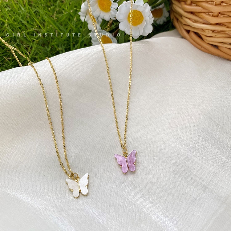 2020 new purple Fritillaria Butterfly Necklace female minority design ...