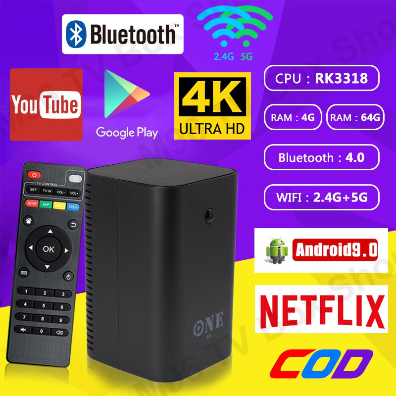 OneTv Box Bluetooth 4K HD 2.4G+5G WIFI Android box CPU RK3318 RAM 4GB ...