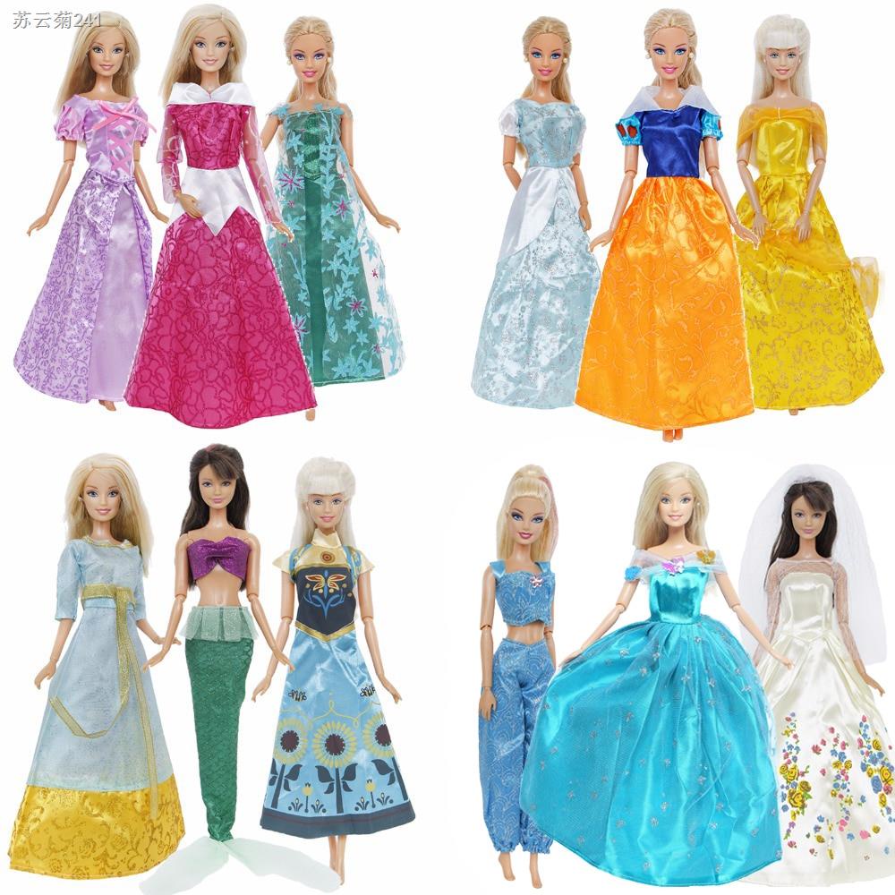 จัดส่งทันที ☄3 Sets Fairy Tale Classic Princess Doll Dresses COSPLAY ...