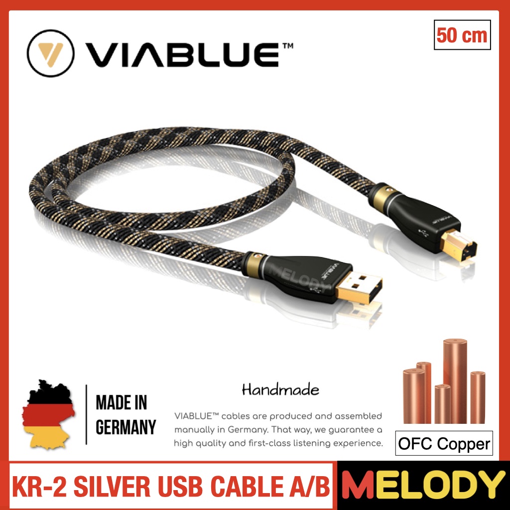 VIABLUE KR-2 SILVER USB CABLE AB สาย USB ชนิดหัว-ท้าย A-B จากแบรนด์ ...