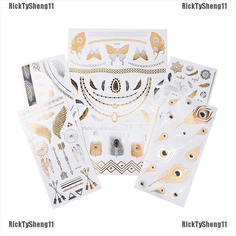 COD RTSSexy Gold Feather Waterproof Temporary Tattoo Stickers Necklace ...