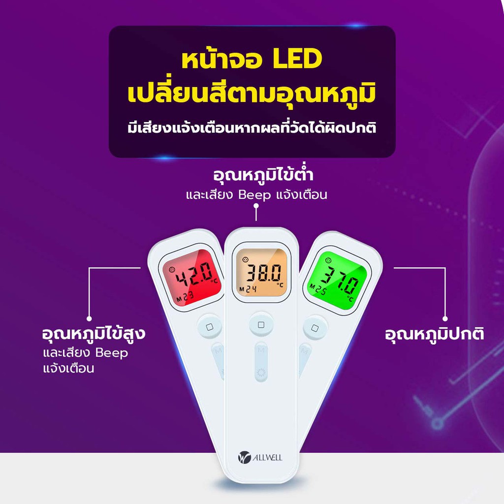 ALLWELL เครื่องวัดอุณหภูมิร่างกาย แบบอินฟราเรด รุ่น E122 - allwell_official_shop - ThaiPick