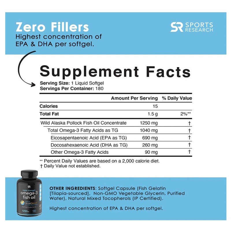 SR Sports Research Omerga-3 Fish Oil 1250mg - vitacircle - ThaiPick