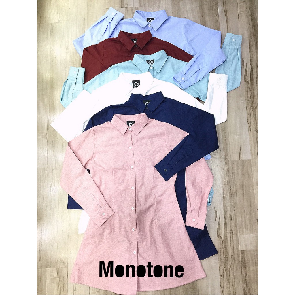 เสื้อเชิ้ตผู้หญิง เสื้อเชิ้ตทรงเดรช Monotone Shirt Lady Basic ...