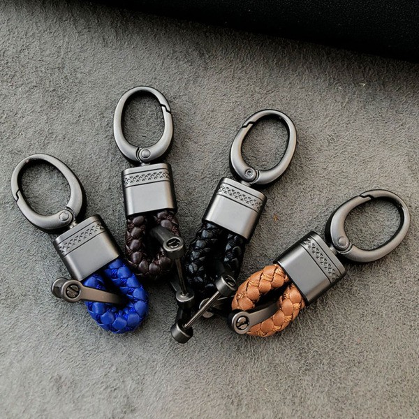 Car Metal Keychain Vachette Clasp Knitting PU Lanyard Car Keyring Key ...