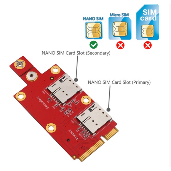 ☍♦M.2 คีย์ B ถึง Mini PCIe Adapter w/ 2 NANO SIM Card Slots สำหรับ 3G ...